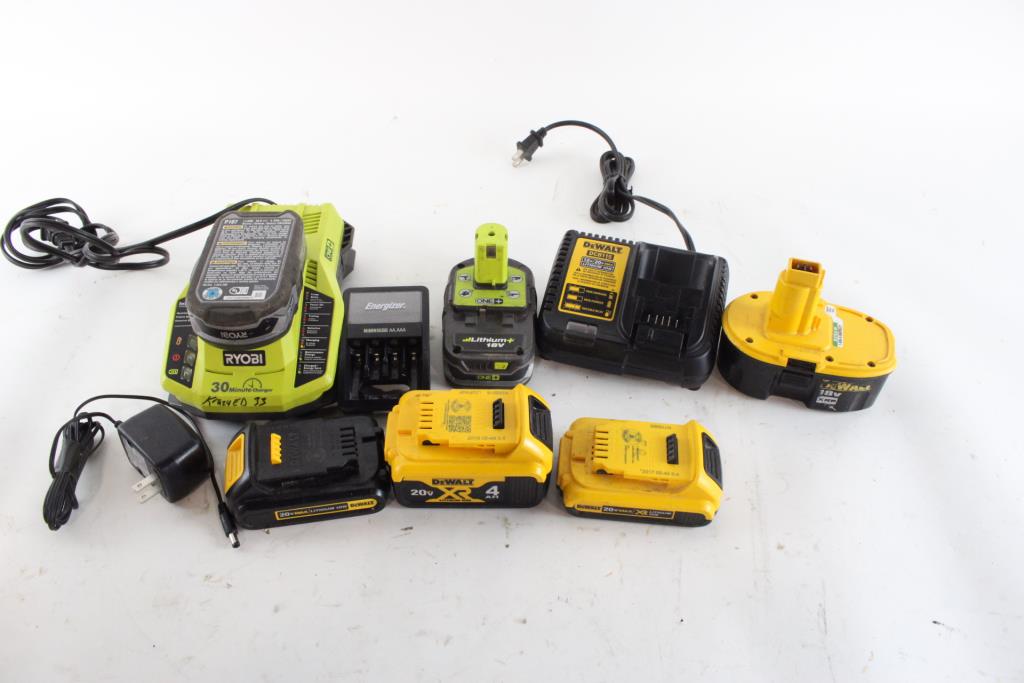Assortment Of Tool Batteries And Chargers 8 Pieces | Property Room
