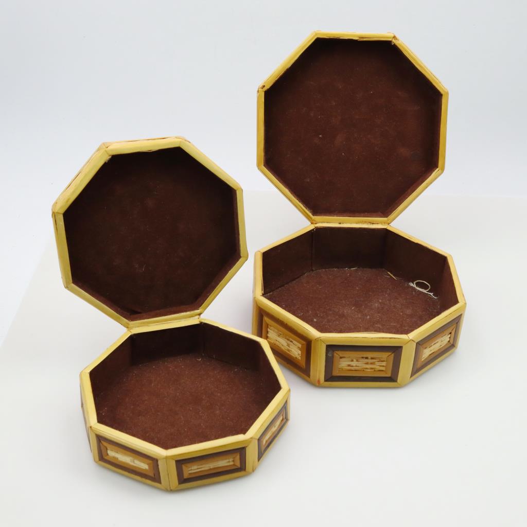 Bamboo Rattan Octagon Nesting Jewelry / Trinket Boxes, Two Boxes ...