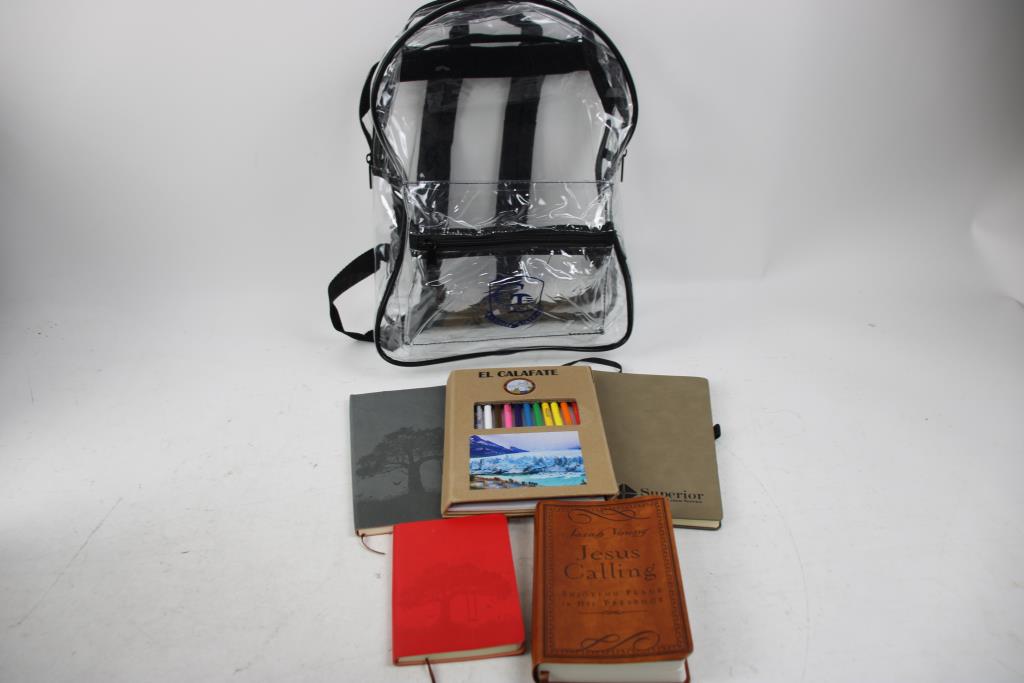 Banker's Box W/ 3 Bible's, Jounrals, And Coloring Supplies | Property Room