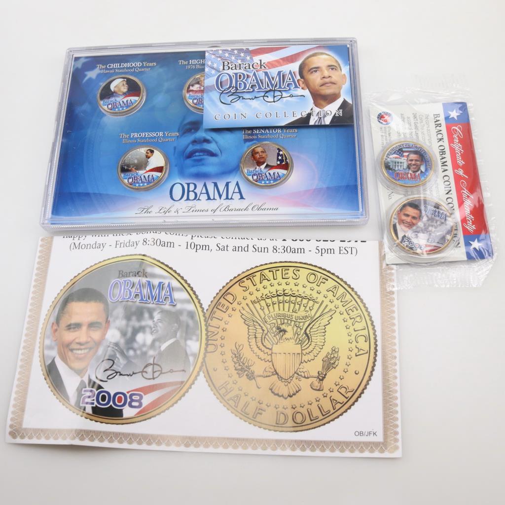 Barack Obama US Quarters Colorized GP Coins Includes COA | Property Room