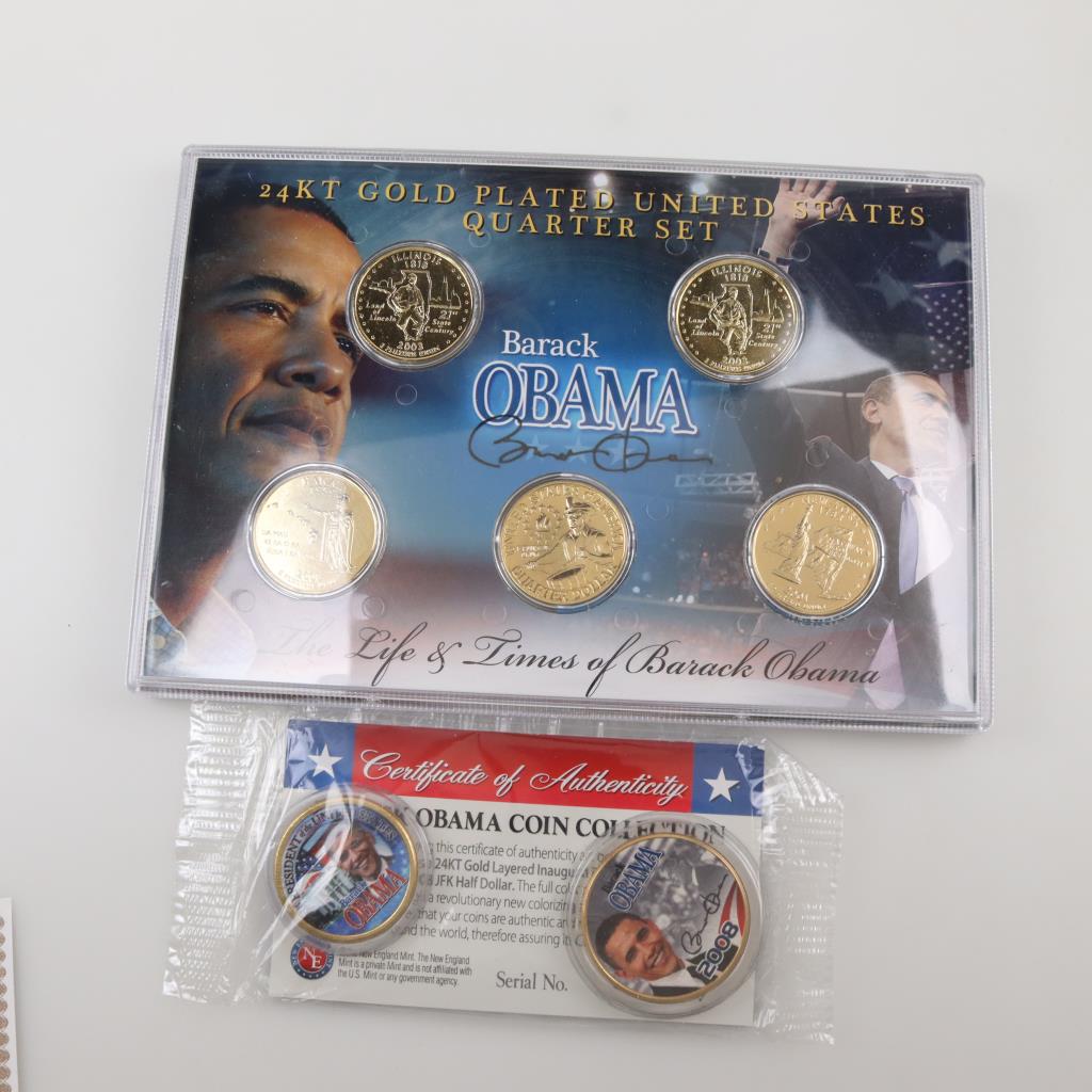 Barack Obama US Quarters Colorized GP Coins Includes COA | Property Room