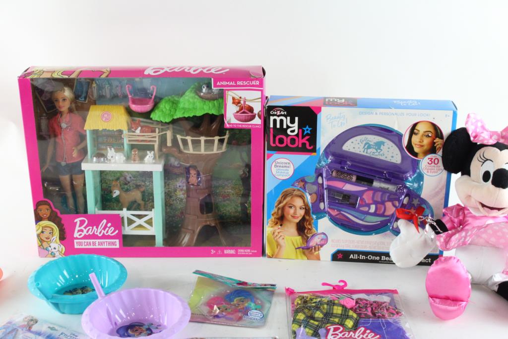 Barbie Doll Vet Set, Cra-z-art Makeup Compact,minnie Mouse Stuff Doll ...