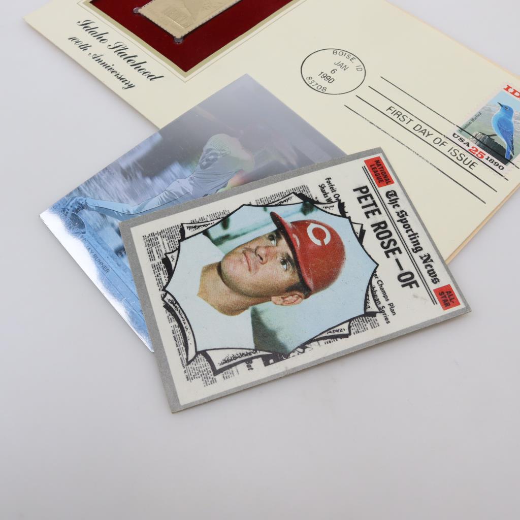 Baseball Trading Cards And First Day Issue Foil Stamp, 3 Pieces ...