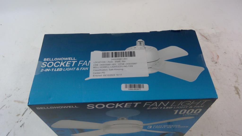 Bell Howell Socket Fan Light 2 In 1 Led Light & Fan | Property Room