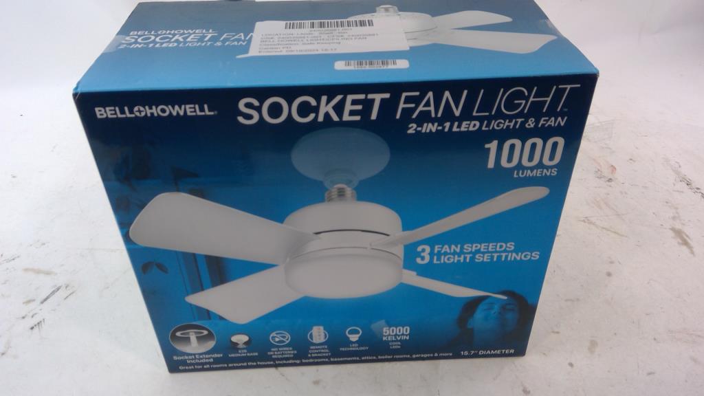 Bell Howell Socket Fan Light 2 In 1 Led Light & Fan | Property Room