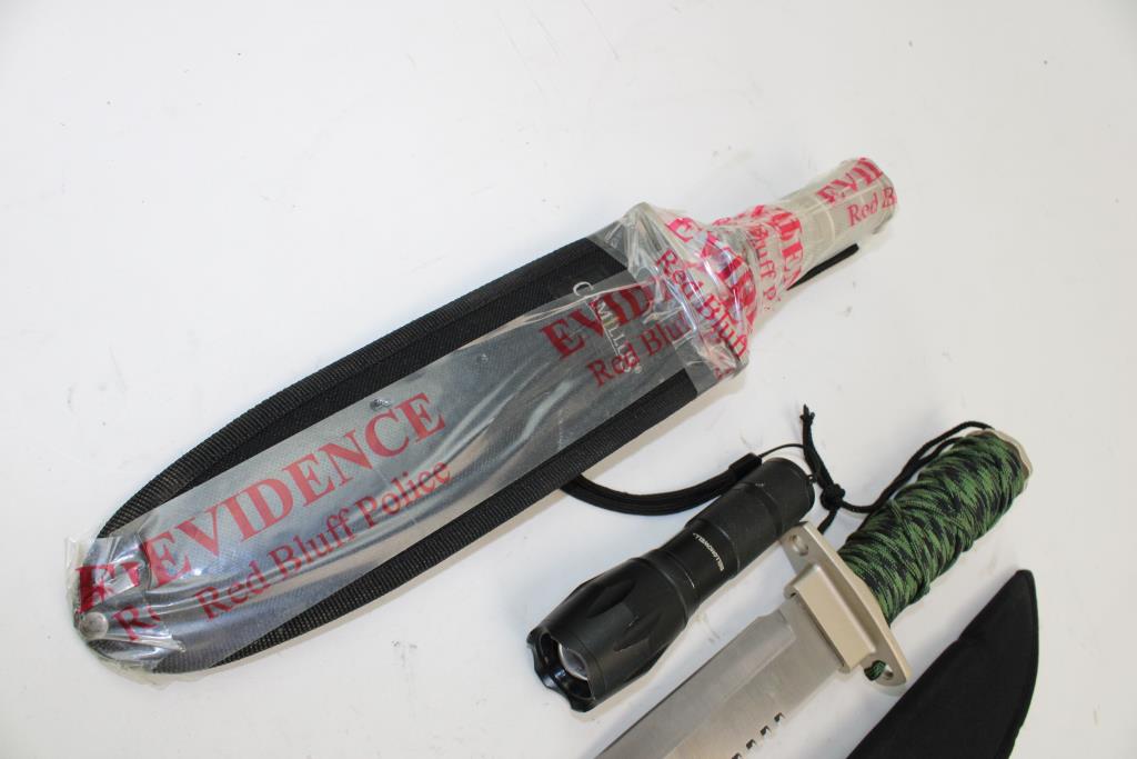 Bell+howell Flashlight & Fixed Blade Knives With Sheaths; 3 Pieces ...