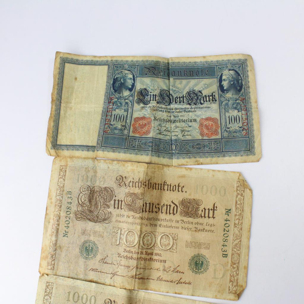 Berlin 1910 Reichsbanknote Paper Money, 3 Bills | Property Room