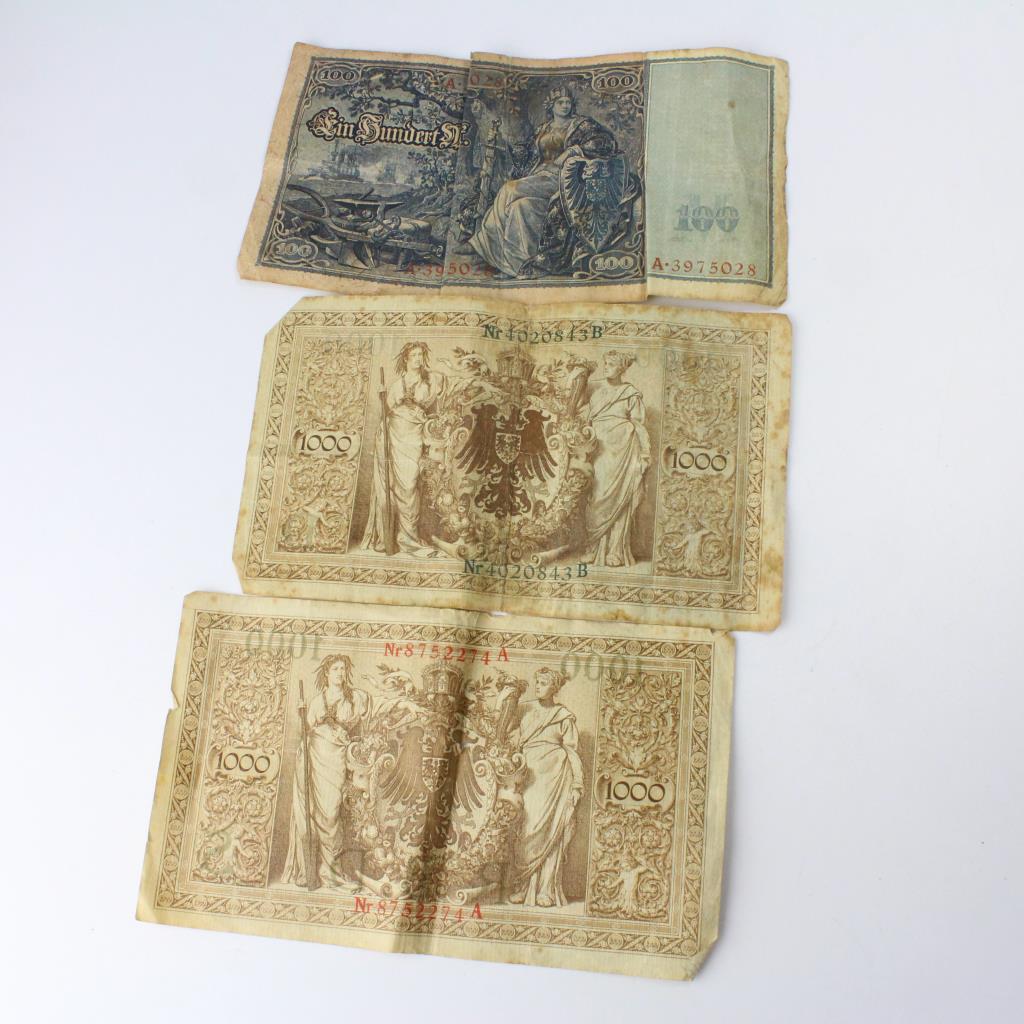 Berlin 1910 Reichsbanknote Paper Money, 3 Bills | Property Room