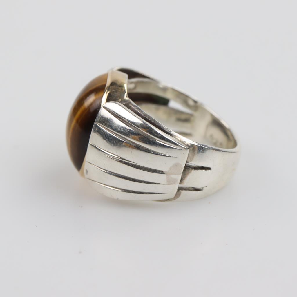 Bisbee Bob Sterling Silver Gold Accent Brown Stone Ring | Property Room