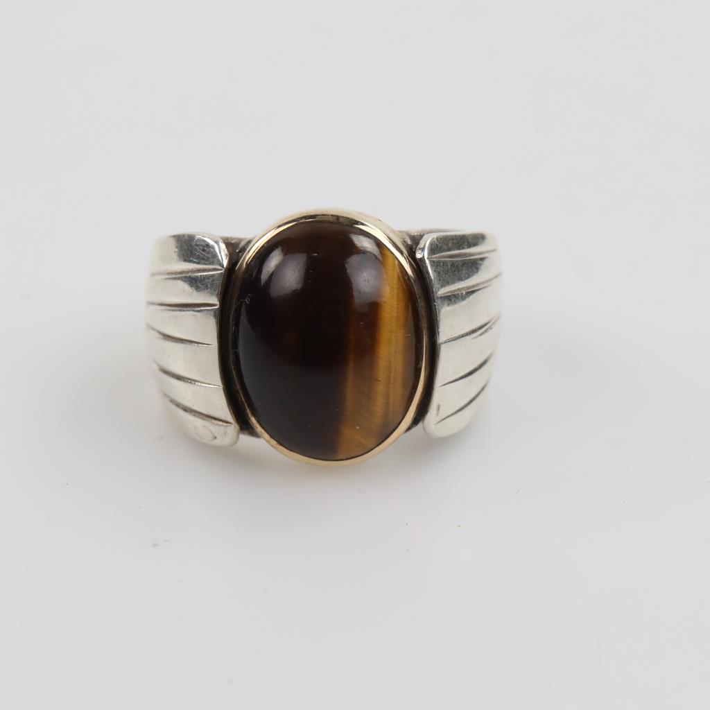 Bisbee Bob Sterling Silver Gold Accent Brown Stone Ring | Property Room
