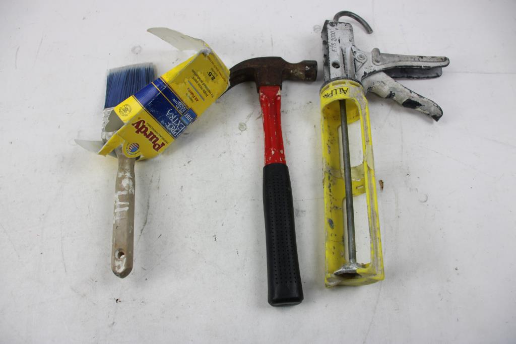 Black And Yello Tool Box Ith Tools And Painting Supplies | Property Room