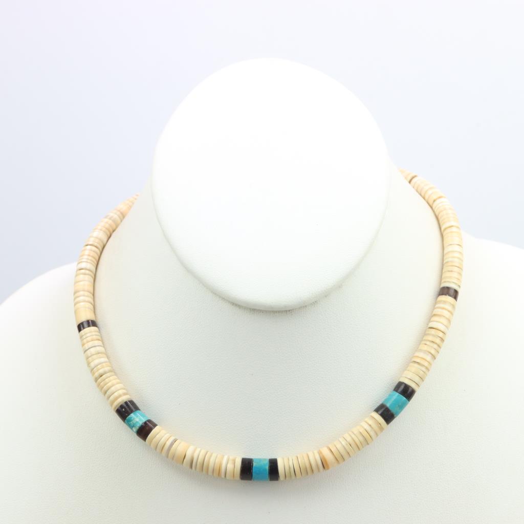 Black Onyx Turquoise Puccka Necklace | Property Room