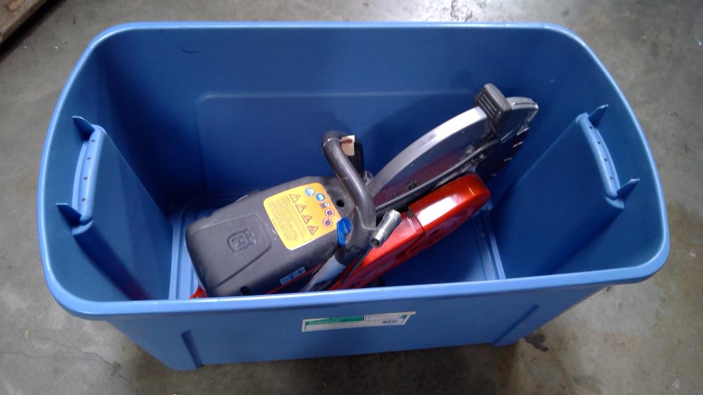 Blue Bin With Husqvarna K770 Gas Power Cutter 14" Saw | Property Room