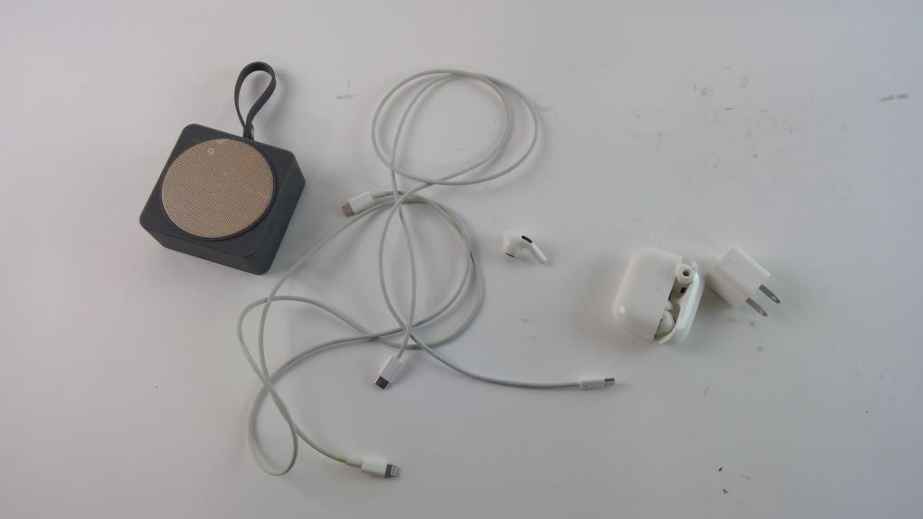 Bluetooth Speaker, Apple Airpods, Charging Cable, 4 Pieces | Property Room