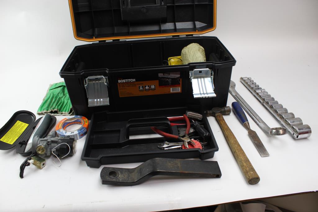 Bostitch Tool Box With Assorted Tools 10+ Pieces | Property Room