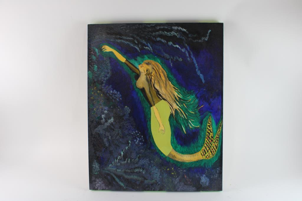 Box Canvas Mermaid Painting, Unsigned | Property Room