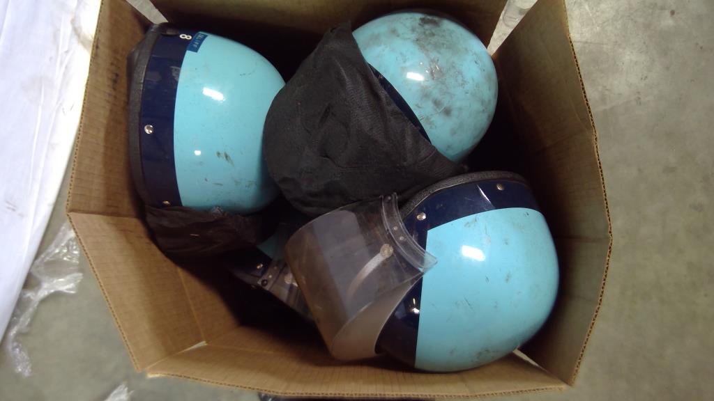 Box Of Face Shielded Helmets, 9+ Pieces | Property Room