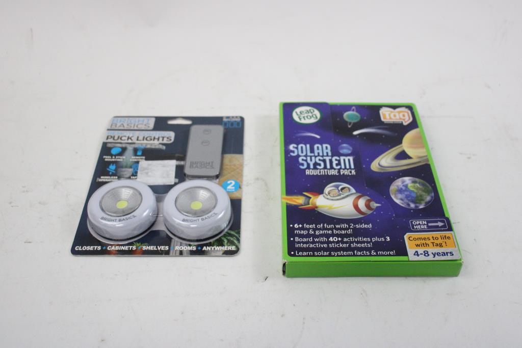 Bright Basics Puck Lights, Solar System Advenure Pack, Zebra Pens And ...