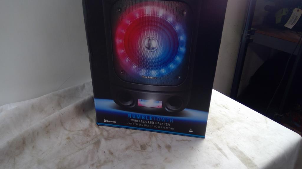 Brookstone Rumble Tower Wireless LED Speaker, BSSK9062BK | Property Room