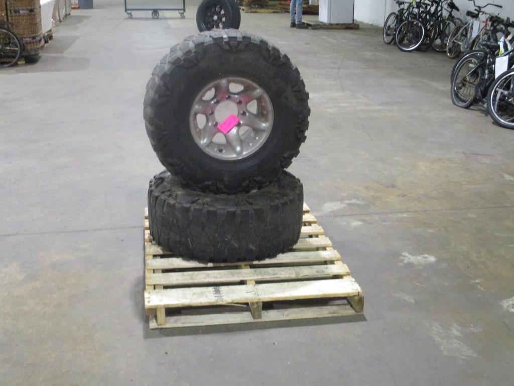 Brushed Aluminum Rims with Tires, 2 Pieces | Property Room