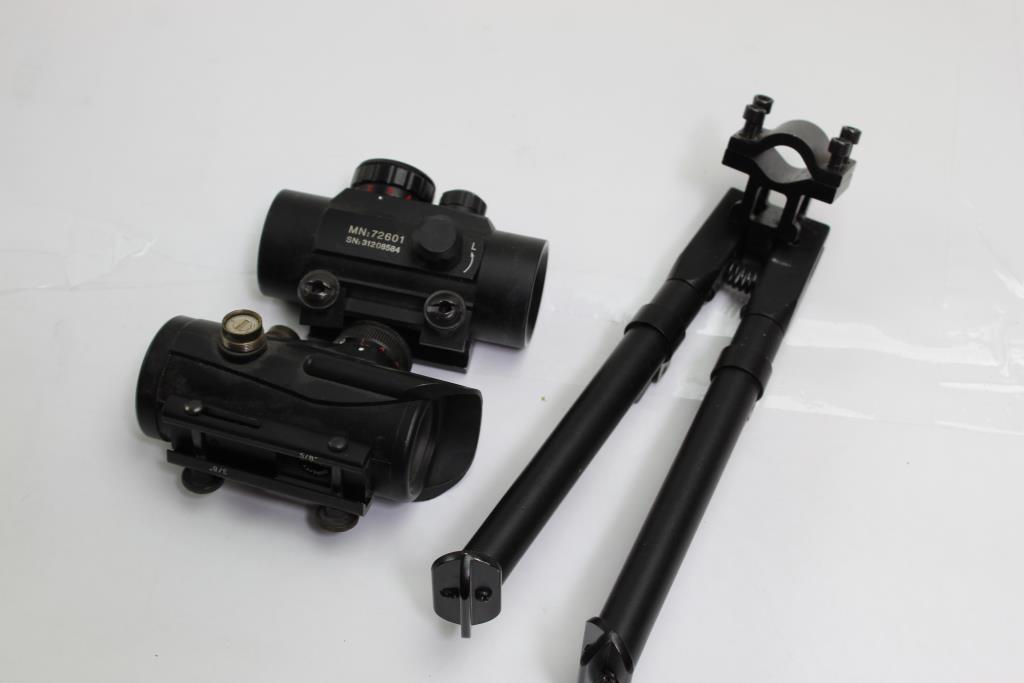 BSA And CP Tactical RGB Sights And Rifle Bipod, 3 Pieces | Property Room