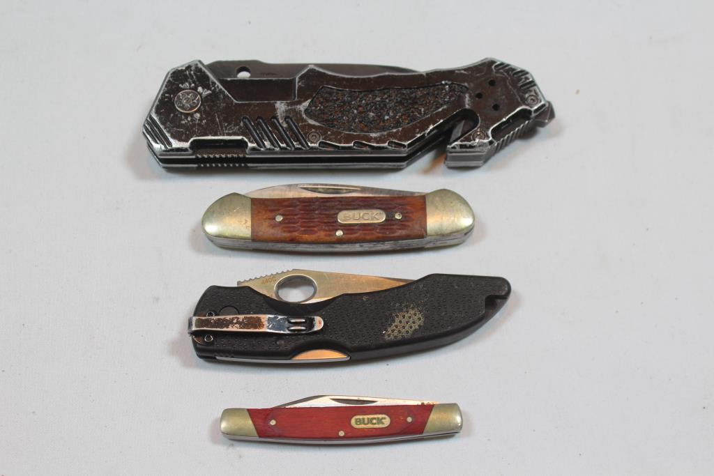 Buck, Smith & Wesson+ More Folding Blade Knives 4 Pieces | Property Room