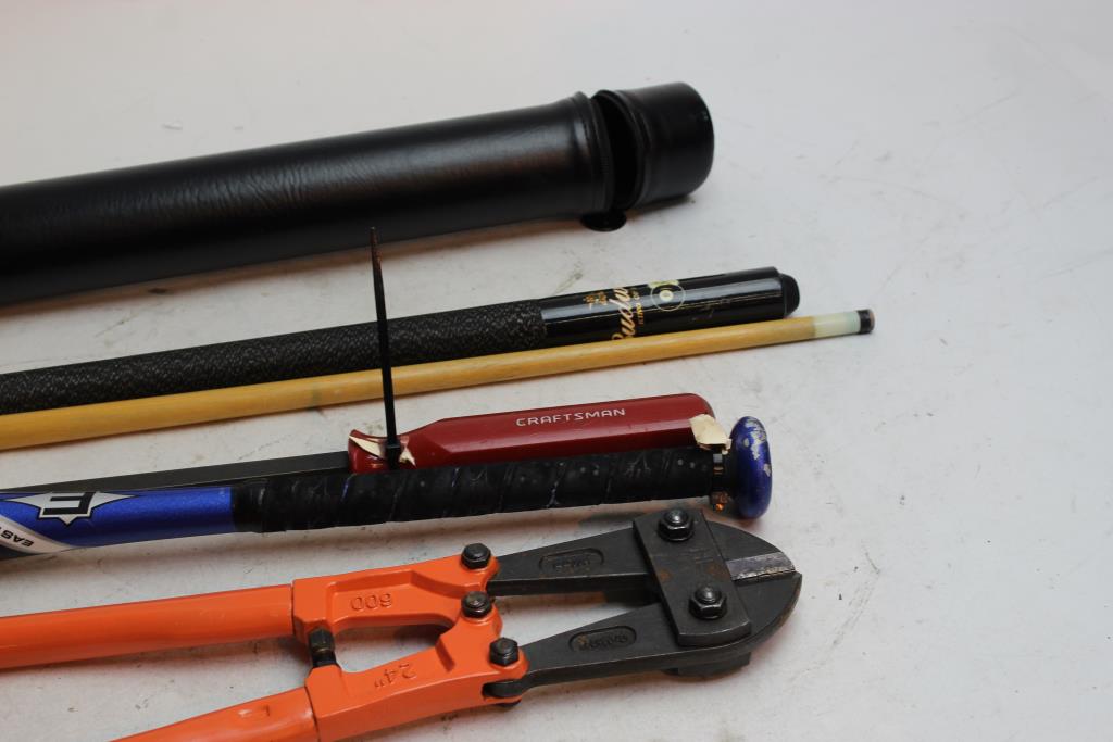 Budweiser Pool Cue, Easton Metal Tee Ball Baseball Bat And More ...