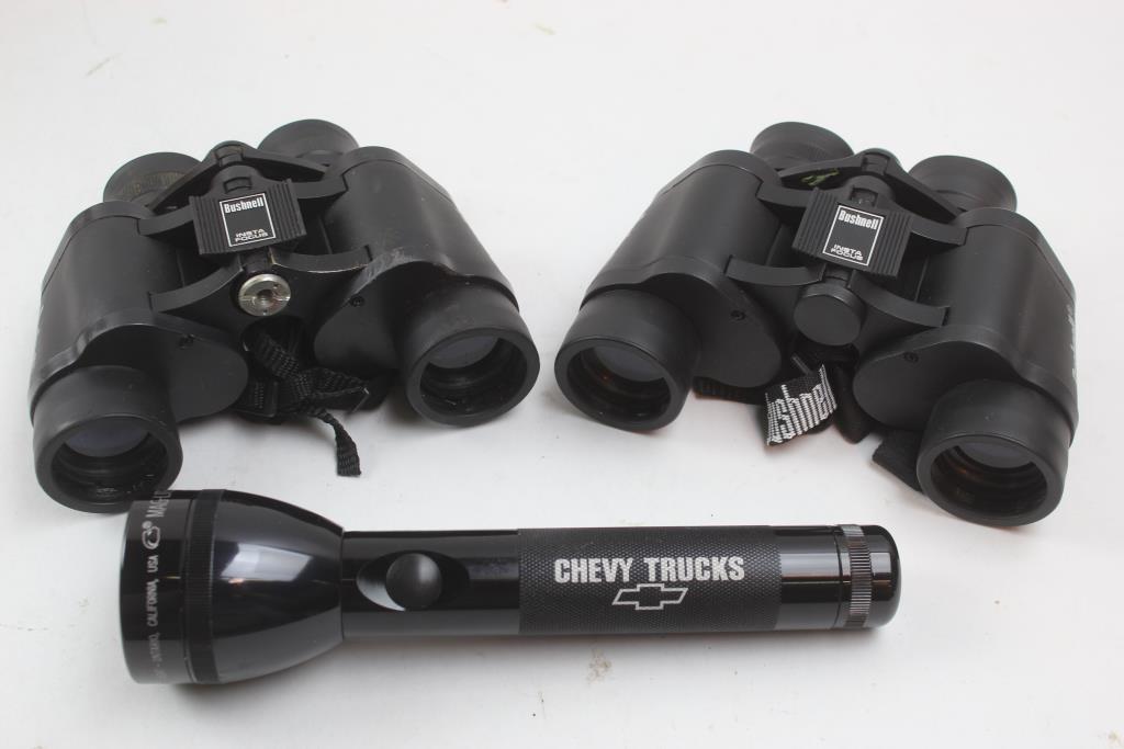 Bushnell Binoculars, Maglite Flashlight 3 Pieces | Property Room