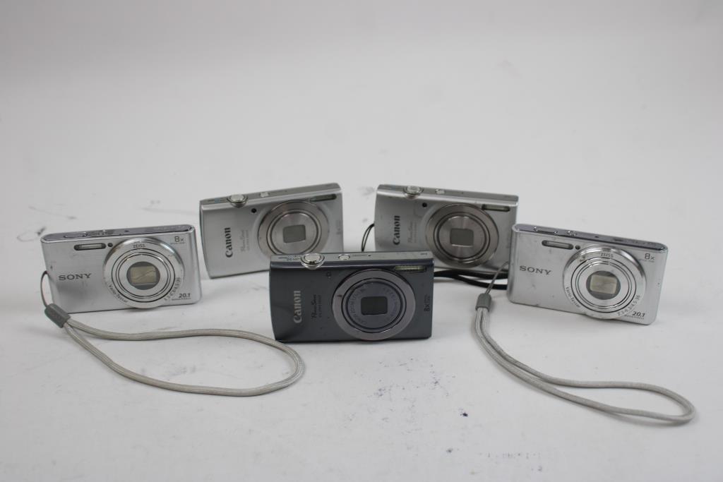 Canon And Sony Digital Camera Lot + Accessories, 36 Pieces | Property Room