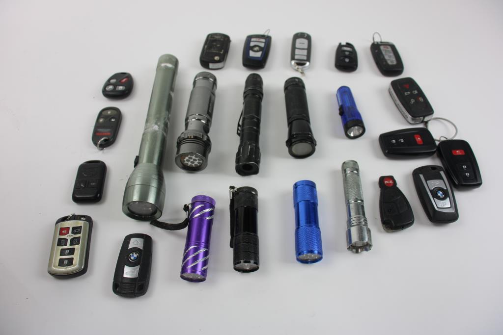 Car Key FOBS And Flaslights, 50+ Piece Lot | Property Room
