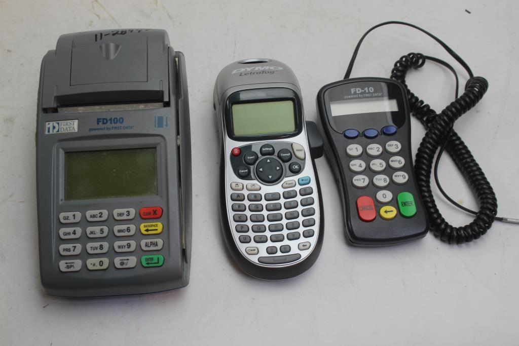 Card Reader, Label Maker, Pinpad: First Data, Dymo LetraTag: 3 Items ...