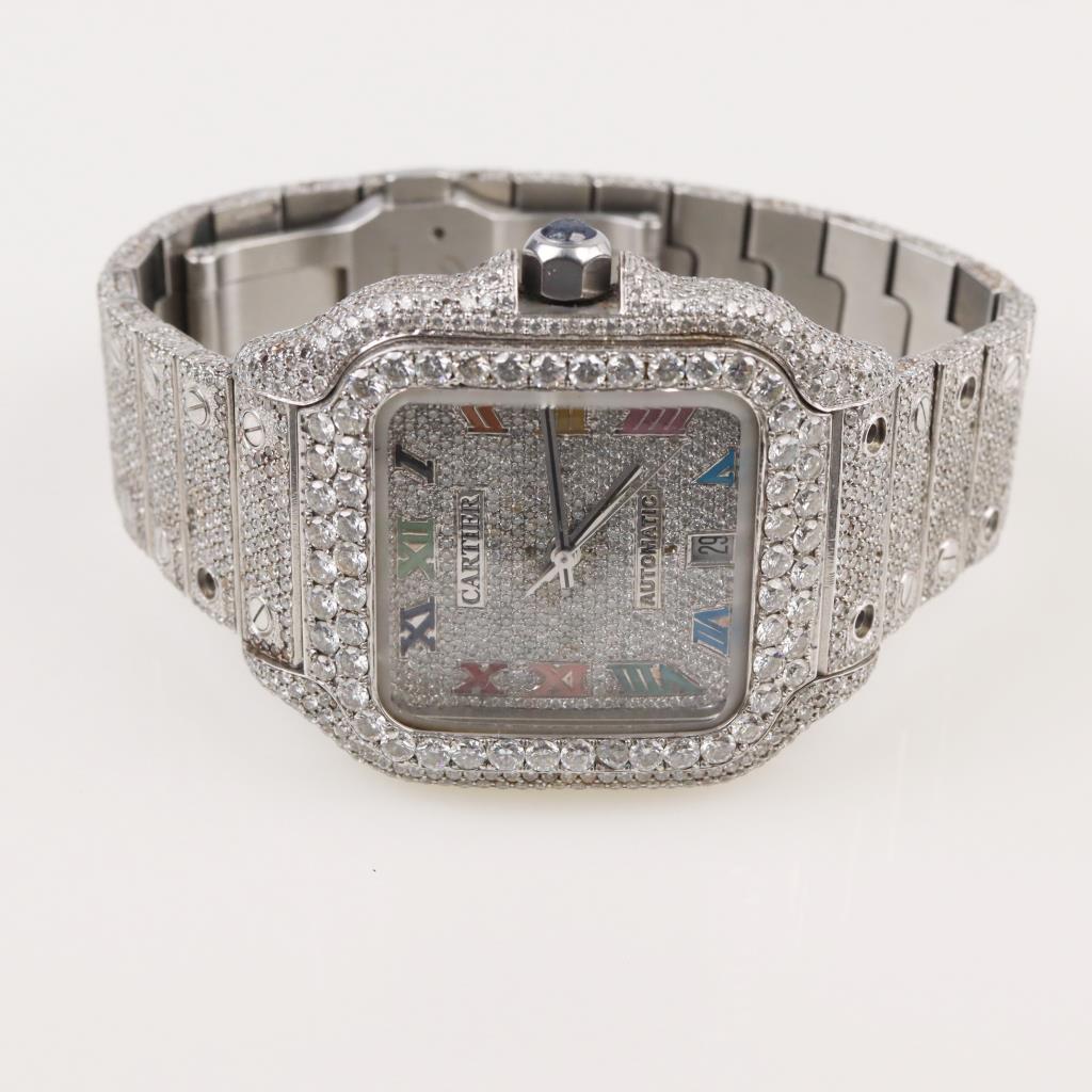 Cartier 16.00cts TW Diamond Santos Automatic Watch-Evaluated By Our ...
