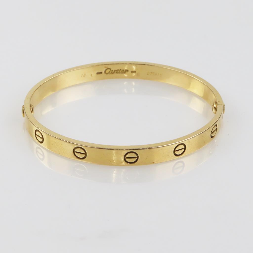 Cartier 18kt Gold Love Bangle Bracelet-Evaluated By Our Certified ...