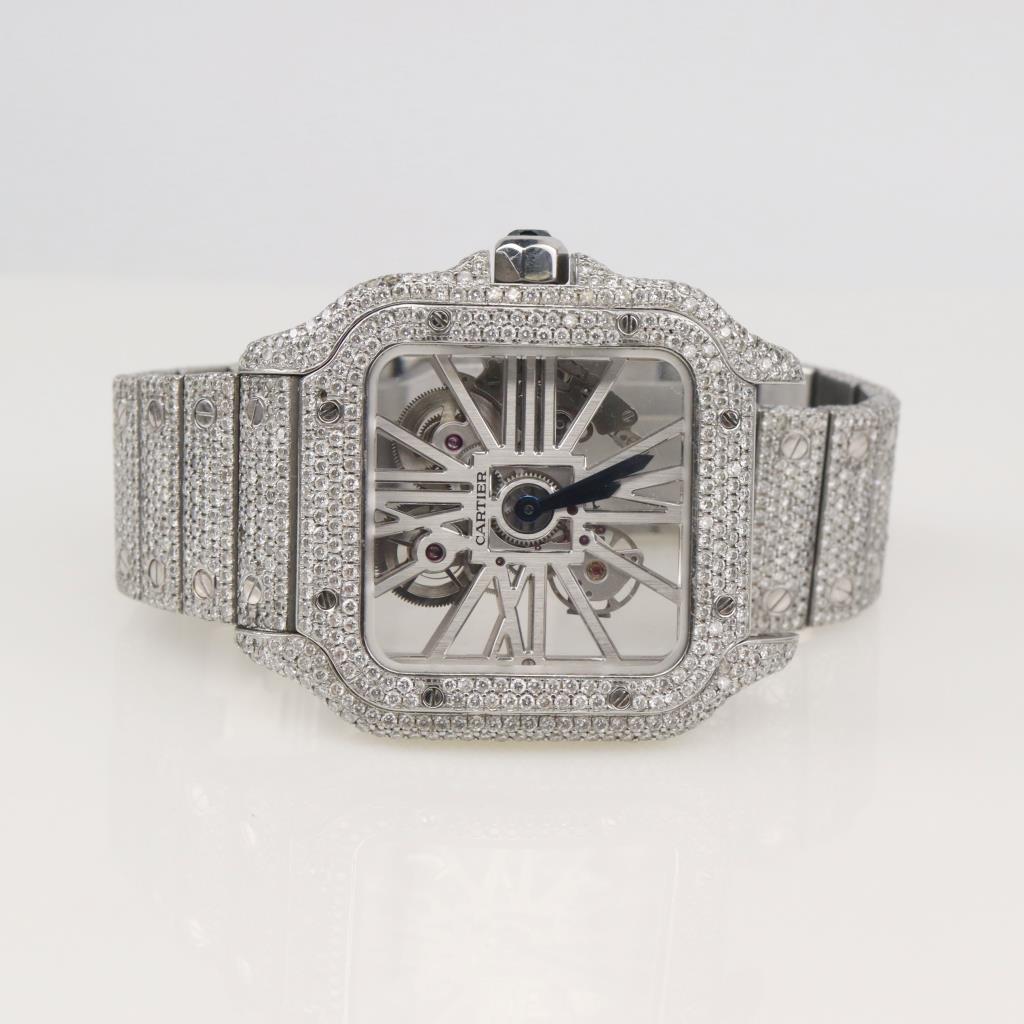 Cartier Santos Skeleton 11.18cts TW Diamond Watch-Evaluated By Our ...