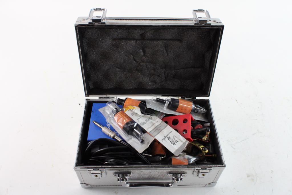 Case With Assorted Tattoo Equipment, 8+ Pieces | Property Room