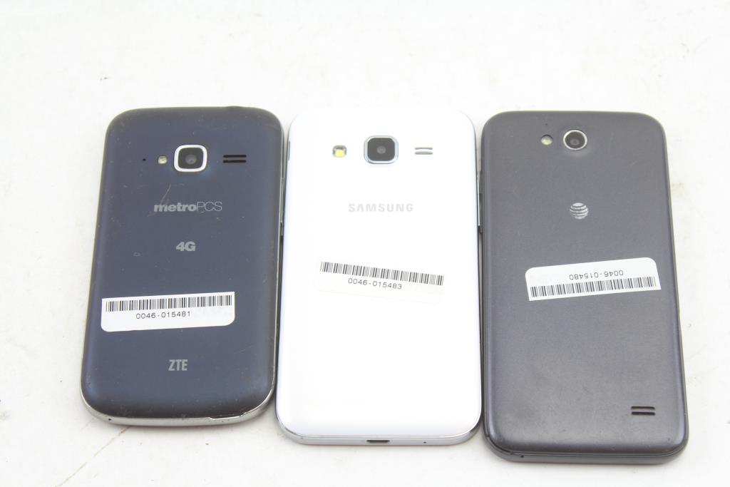 Cell Phone Lot: Samsung, Zte: 3 Pieces, Sold For Parts | Property Room