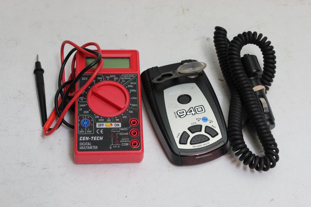 Cen-tech Multimeter, Beltronics Radar Detector 2 Pieces | Property Room