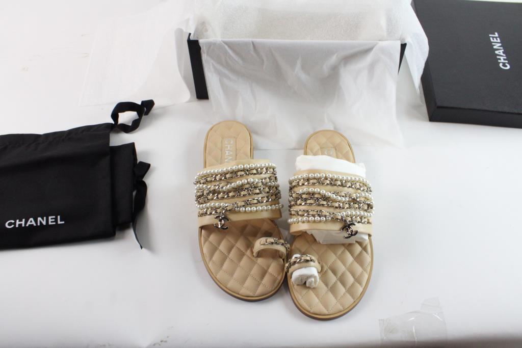 Chanel Beige Thong Sandals, Size 40 | Property Room
