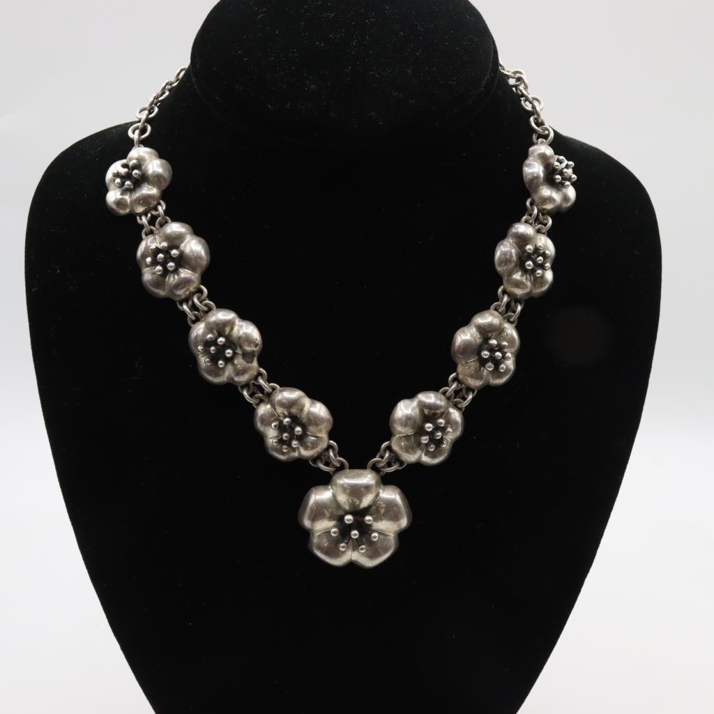 CII Mexican Sterling Silver Flower Necklace | Property Room