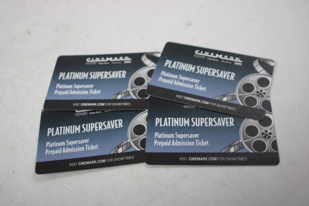 Cinemark Platinum Supersaver Prepaid Admission Tickets, 4 Pieces ...