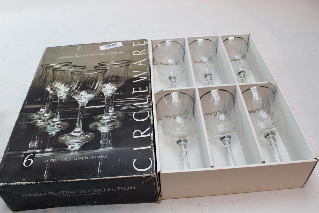 Circleware Maxim Platinum Wine Glasses 6 Pieces | Property Room