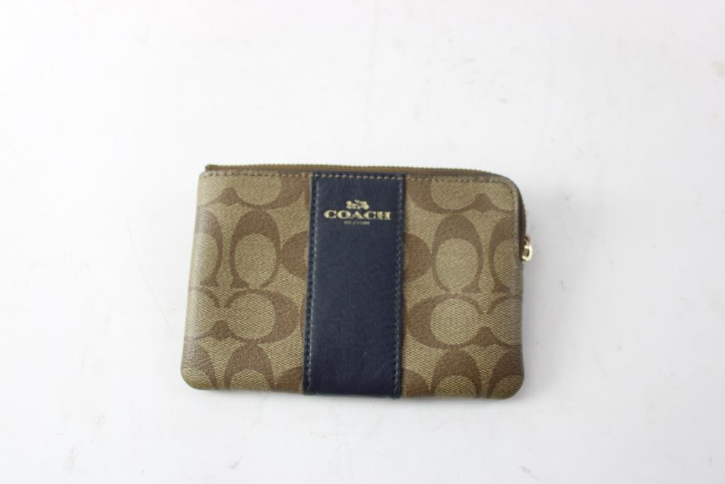 Coach Corner Zip Wristlet, Gold/Khaki/Black, 58035 | Property Room