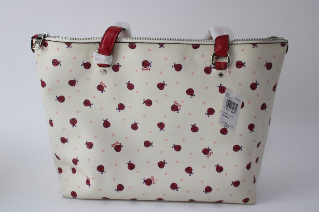 Coach Ladybug & Hearts Tote Handbag, Red/White | Property Room