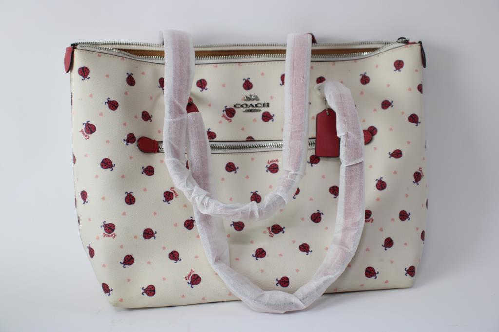 Coach Ladybug & Hearts Tote Handbag, Red/White | Property Room