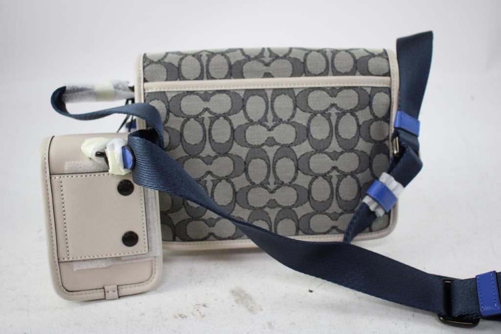 Coach League Hybrid Jacquard Messenger Bag, Navy/Steam | Property Room