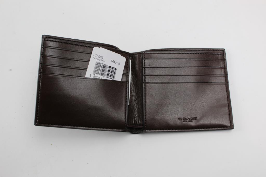Coach Men's Double Billfold Sport Calf Leather Wallet | Property Room