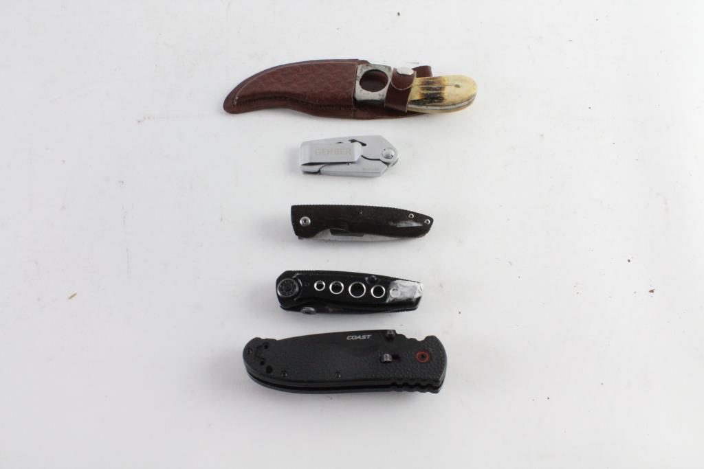 Coast, Wilcor Outdoor Folding Pocket Knives, And Others, 5 Pieces ...