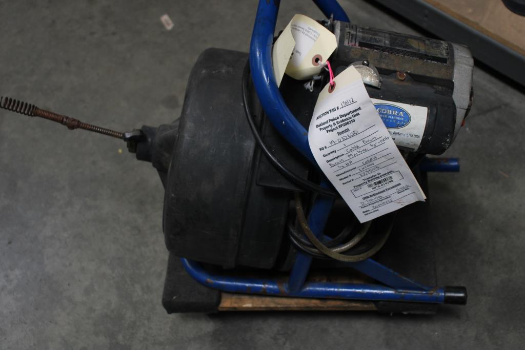 Cobra Cable Rum Drain Machine 3/8" X 100 Ft 1/3 Hpt | Property Room