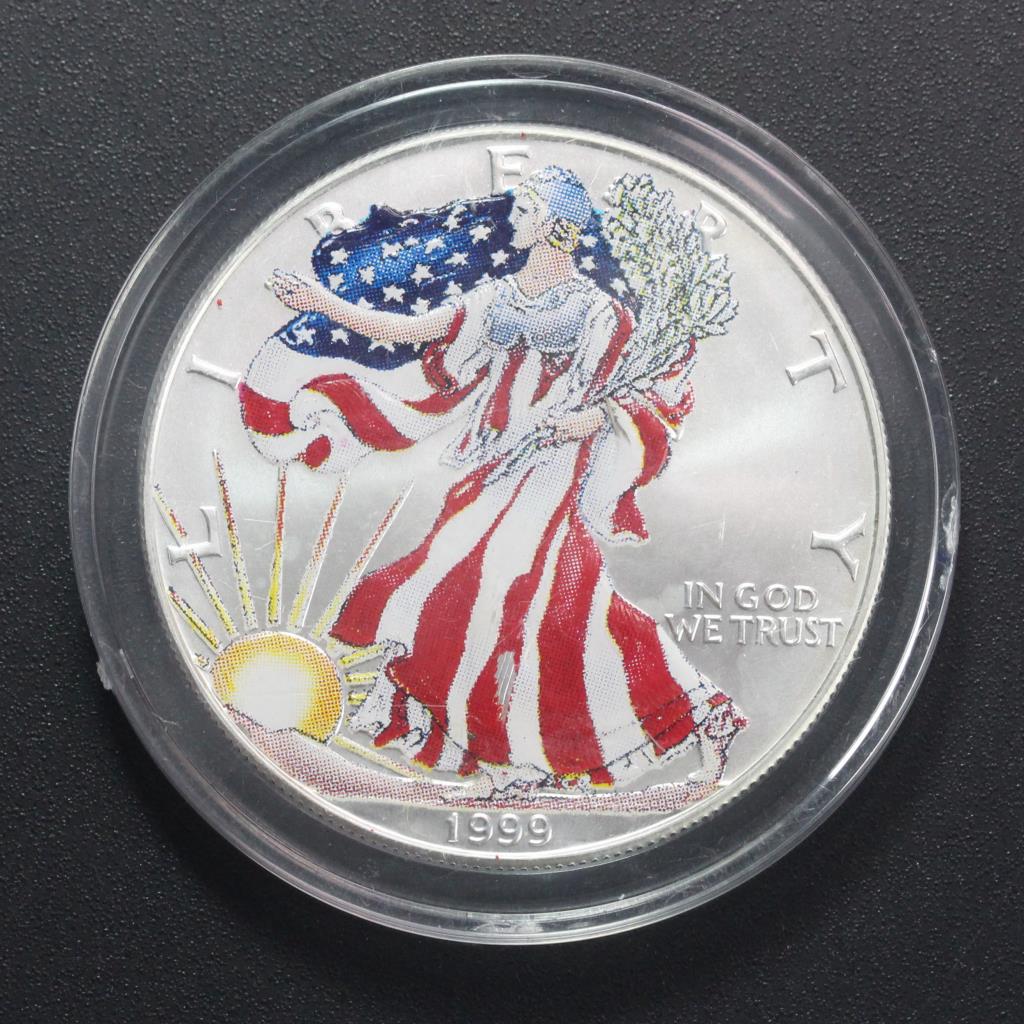 Colorized 1999 Silver Eagle Dollar Coin | Property Room
