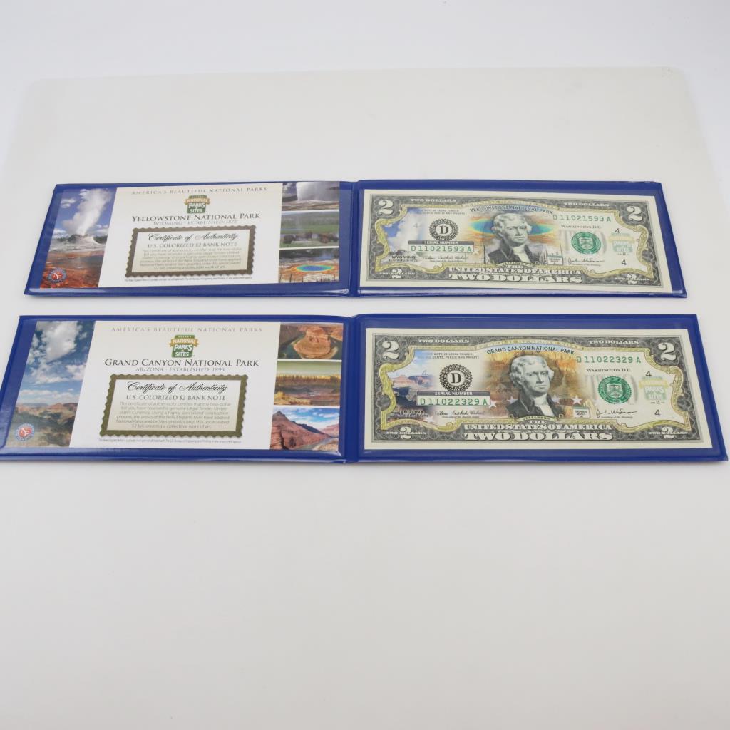 Colorized Commemorative Federal Reserves Note Two Dollars, 2 Bills ...